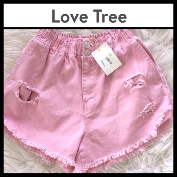 Love Tree | Shorts | Nwt Love Tree Distressed High Waist Paperbag ...